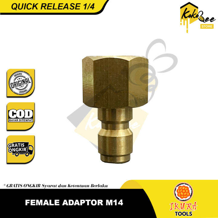 Nepel female m14 1/4 quick release adaptor selang ke gun jet cleaner ...