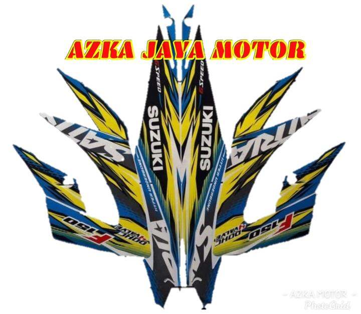 Sticker Striping suzuki Satria F 150 2013 biru kuning / striping full ...