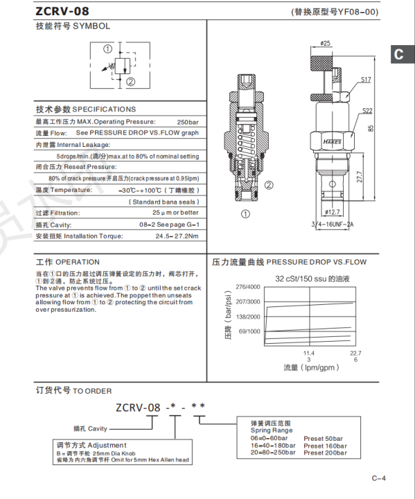 Yf8-00crv-02 overflow valve ET-02 EF-02 pressure regulating valve ...