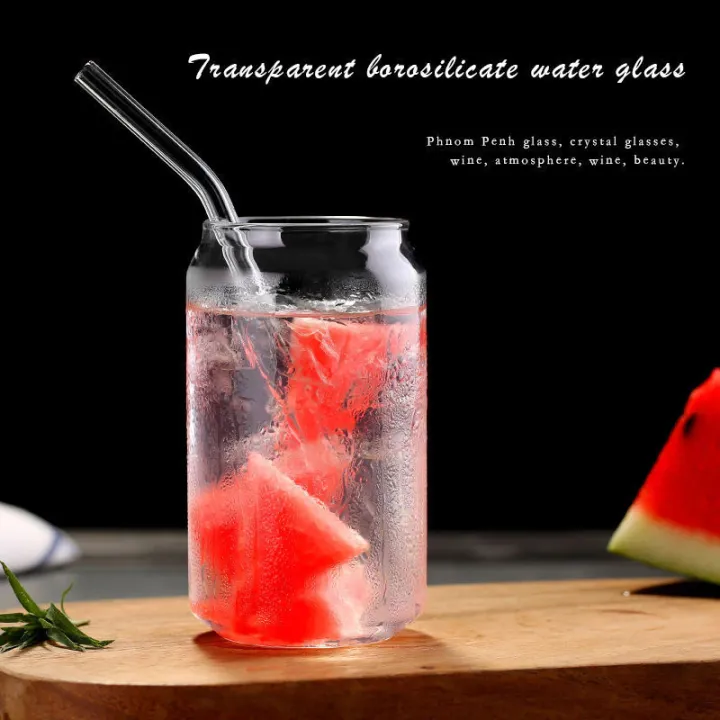Gelas Minuman kaca estetik bentuk Kaleng Can Shape Borosilicate Glass 400ml Transparant | Lazada ...