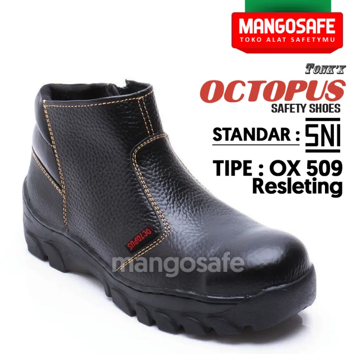 Octopus OX 509 | Sepatu Safety Shoes Semi Boot Resleting Zipper Hitam ...