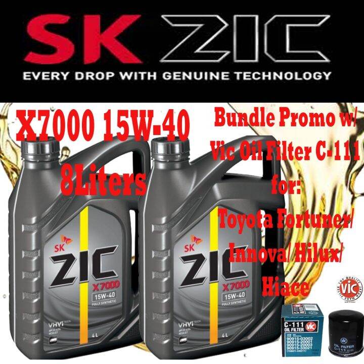 VKMSK ZIC X7000 15W-40 Fully Synthetic 8Liters with Vic Oil Filter C ...