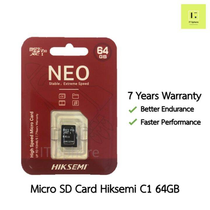 [ของแท้ ศูนย์ไทย] Micro SD Card 64GB Hiksemi Neo C1 microSDHC?/ Class 10 and UHS-I / 3D NAND ...