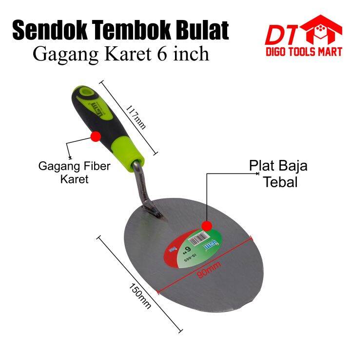 Sendok Semen Bulat Gagang Karet 6 Inci Sendok Tembok | Lazada Indonesia