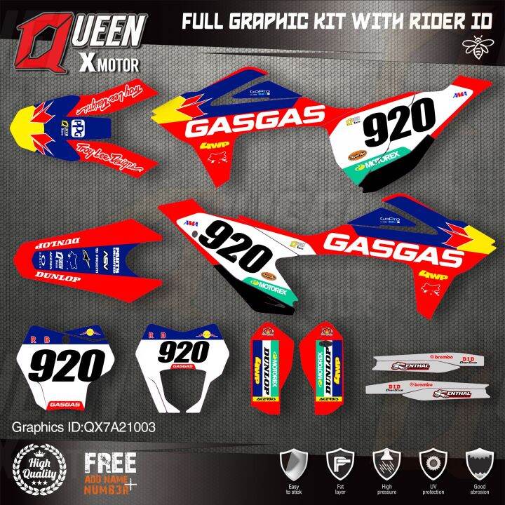 QUEEN X stiker grafis tim Custom, Kit stiker 3M untuk GASGAS 2021 2022 ...