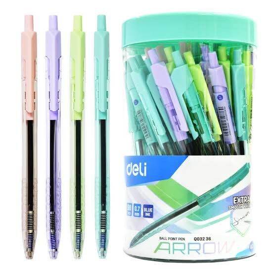 Deli รุ่น Arrow Q34-bl Ball point pen ปากกาลูกลื่น หมึกน้ำเงิน เส้น 0 ...