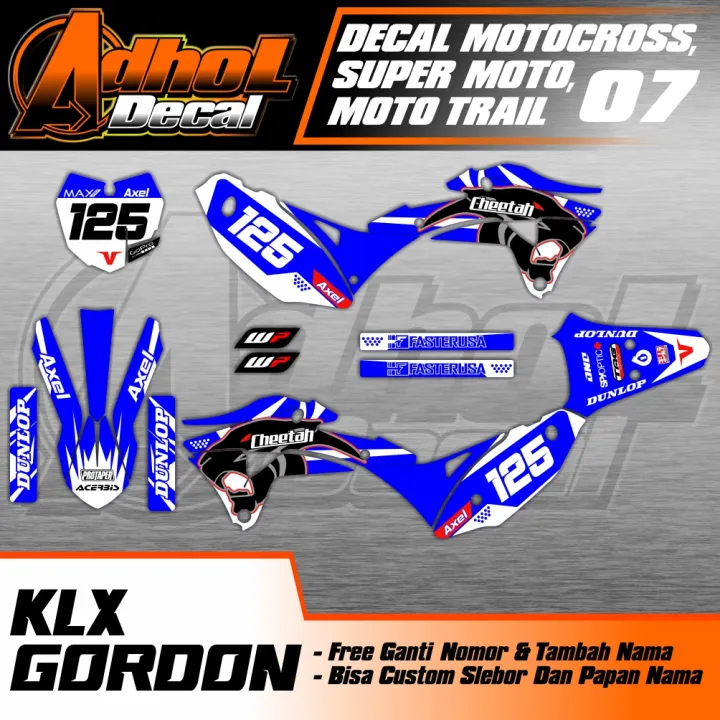 DECAL KLX GORDON CUSTOM CHEETAH KODE - 007, DECAL STIKER SUPERMOTO ...