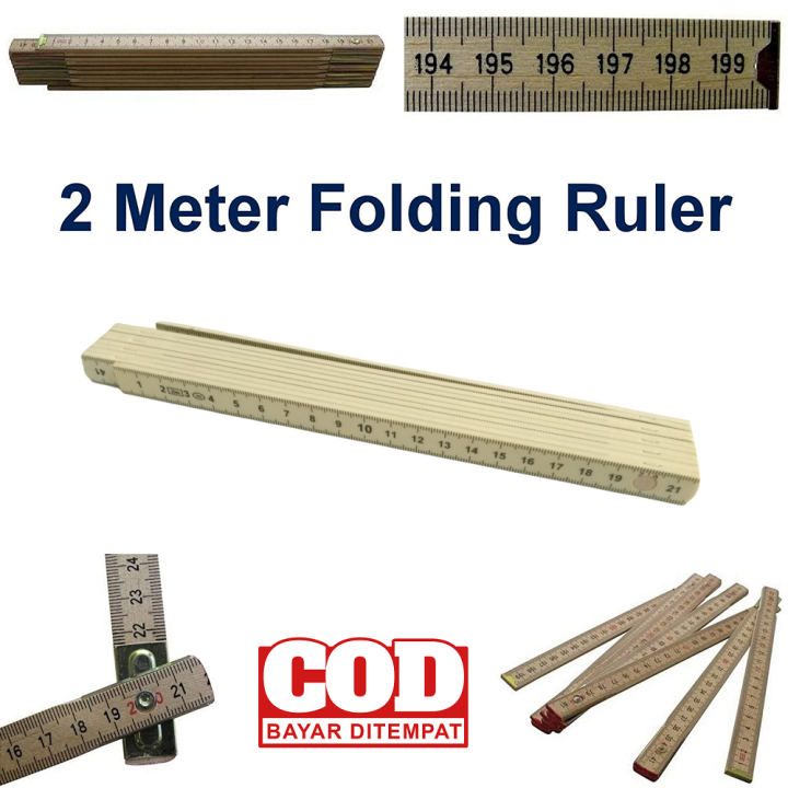Meteran Lipat Kayu Tukang 200Cm - Penggaris Lipat 2M - Folding Ruler 2 ...