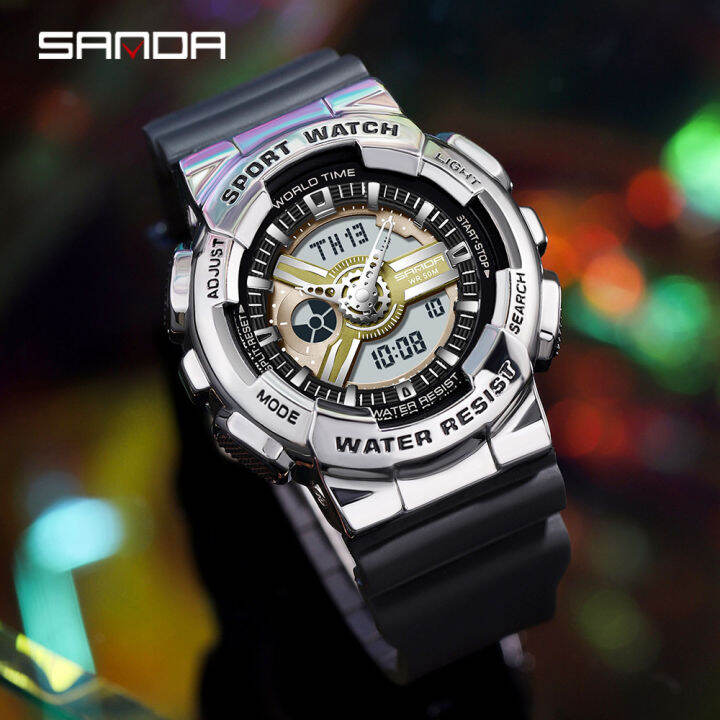 SANDA Jam Tangan Olahraga Wanita, Gaya Mewah Sederhana Tahan Air Tampilan Ganda | Lazada Indonesia