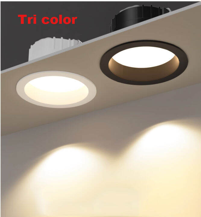 LED Downlight Tri Color Recessed Antiglare 7W 10w 18w Embeded Ceiling ...