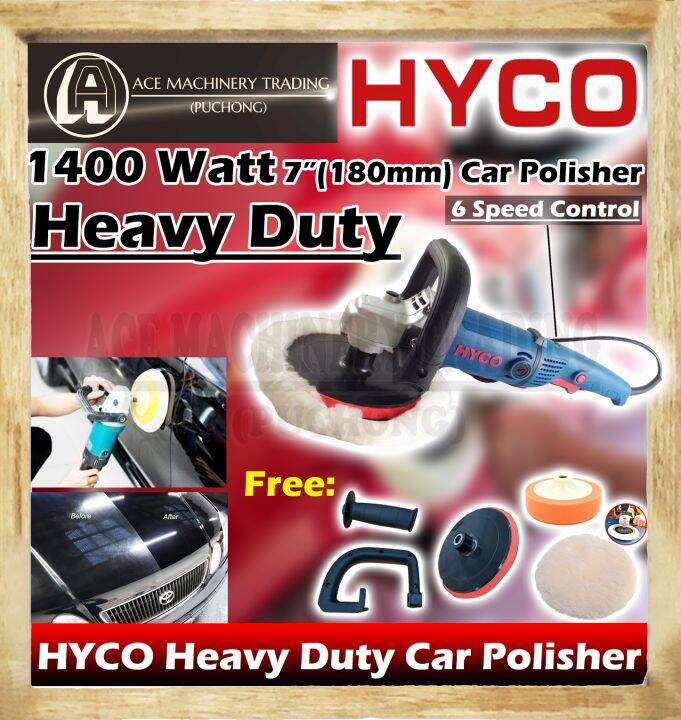 Hyco 7"Polisher Heavy Duty Polisher 1400W 7"180mm 6 Speed Control Heavy ...