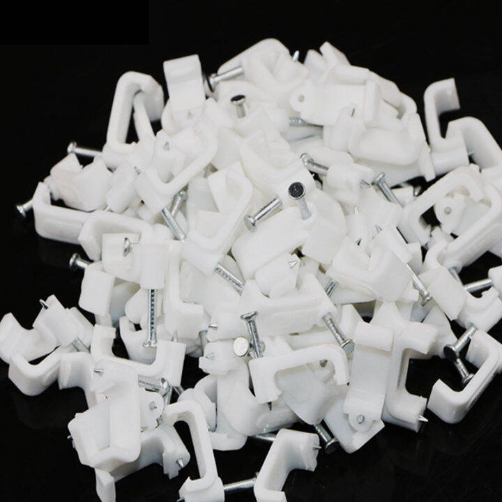 100pcs/bag10mm round steel nail cable clamps for Ethernet LAN cable wall nail holder No Screws ...