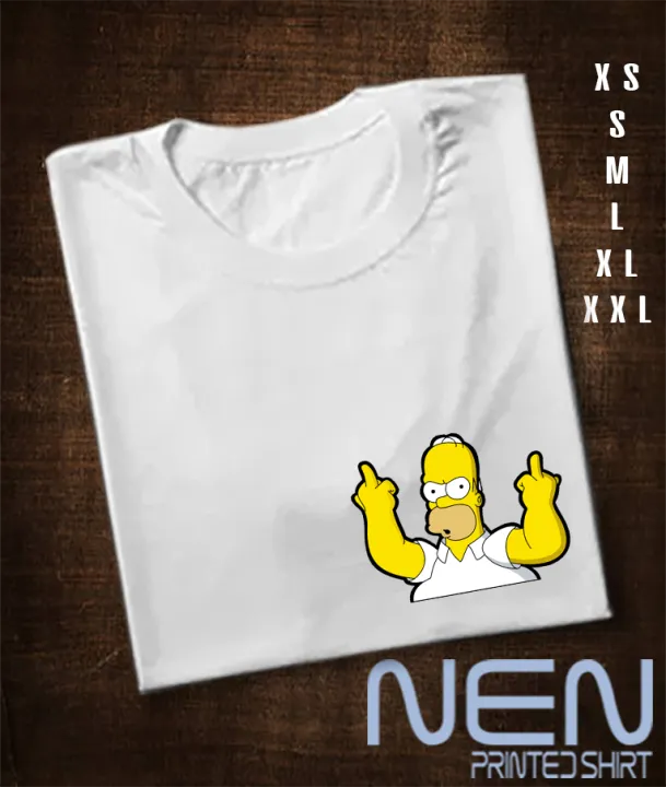 THE SIMPSON HOMER SIMPSON MIDDLE FINGER CARTOON MINIMALIST NEN SHIRT ...
