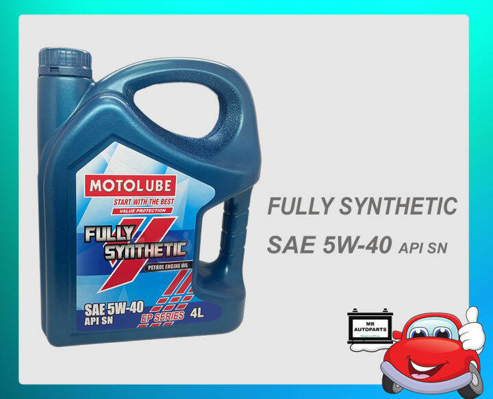 Motolube Fully Synthetic 4 Litter Petrol Engine Oil SAE 5W40 API SN ...