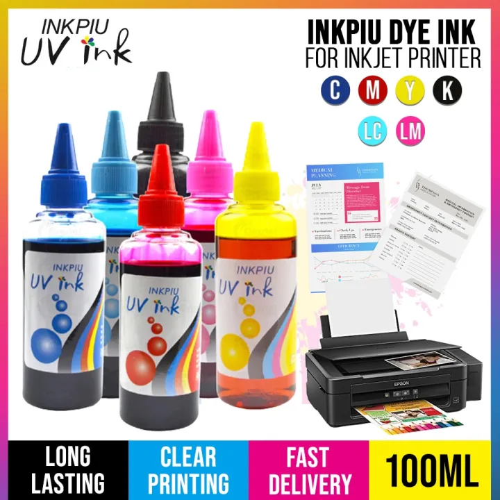 Inkpiu Universal Dye Ink 100ml UV Dye Ink for Inkjet Printer (C/M/Y/K ...