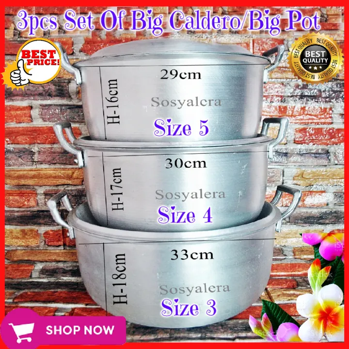 Sosyalera 3pcs Set Aluminum Extra Size Caldero/Caldero/Boiler/Pot/Big ...