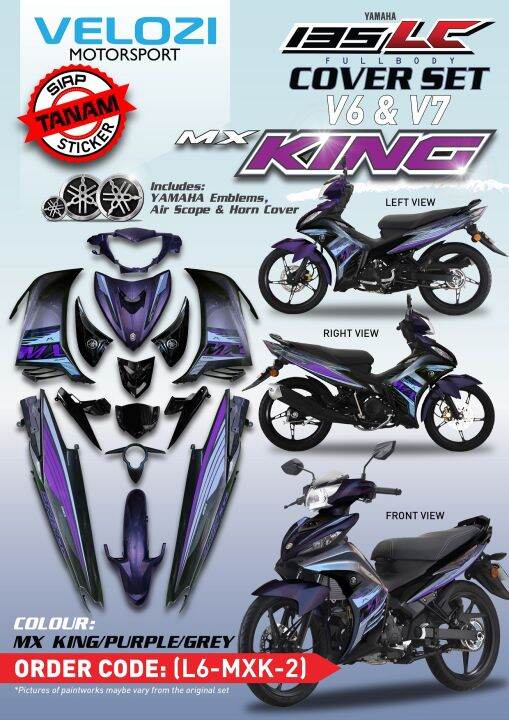VELOZI RACING COVER SET MX KING PURPLE GREY LC135 V3 V4 V5 V6 V7 YAMAHA ...