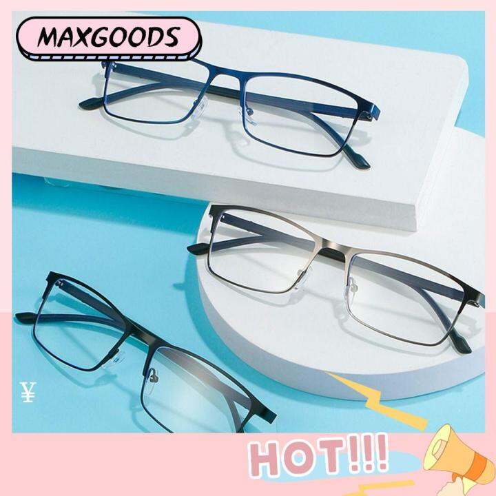 MAXG Fashion Metal Square Ultra Light Blue Light Blocking Vision Care ...