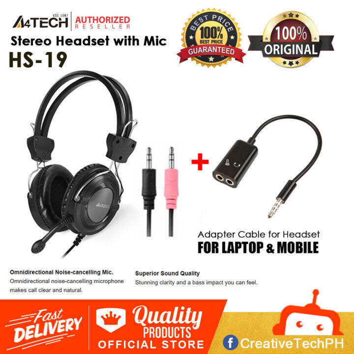 ORIGINAL SAVEMORE BUNDLE SET A4Tech Stereo Headset with Mic HS-19 HS19 ...