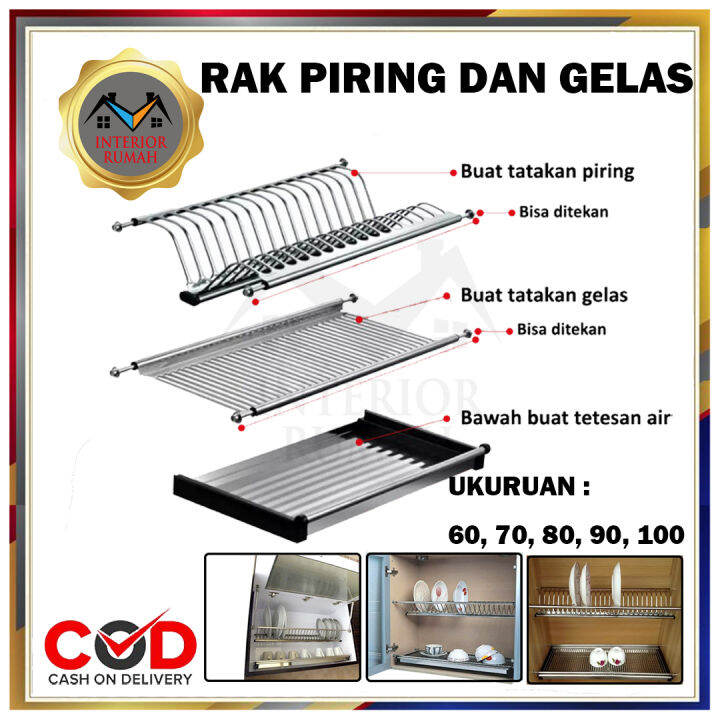Rak Piring Gantung Tatakan Lemari Kitchen Set Stainless Steel 60 cm - 1 ...