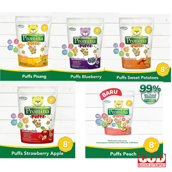 Promina Puff Cemilan Snack Bayi 15gr Rasa Banana / Blueberry ...