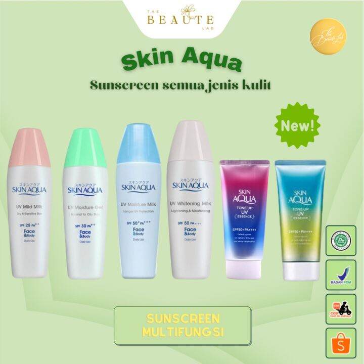 Skin aqua sunscreen moisture mild milk gel premium murah uv tone up ...