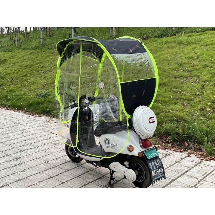 Electric motorcycle canopy with side curtains, fully enclosed electric ...