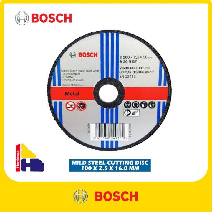 Bosch 4"/100mm 2608600091 Thick Steel Cutting Disc (100mm x 2.5mm x 16mm) | Lazada