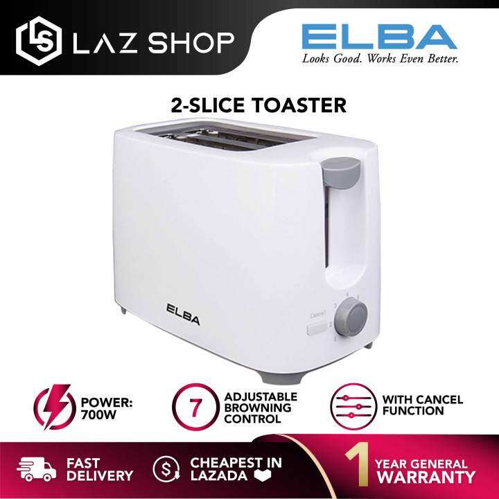 Elba 2 Slice Bread Toaster 700W ET-G2770(WH) | Pembakar Roti 面包机 | Lazada