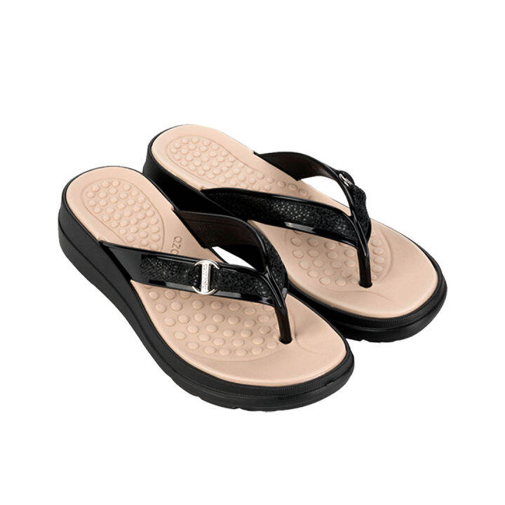 Azaleia Lia Soft Care Tam Black Beige Women's Wedge Sandals | Lazada PH