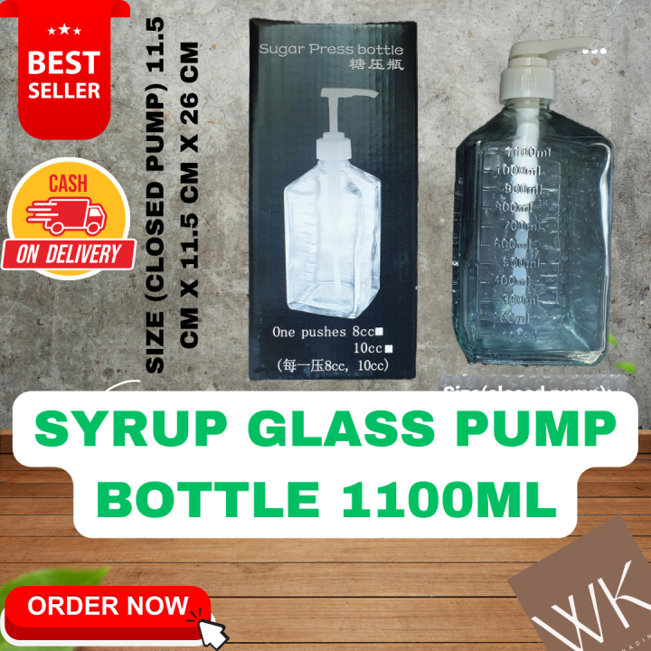High Quality Syrup Glass Bottle Container with Pump 1100ml / 10cc Corn Sugar Fructose Syrup ...