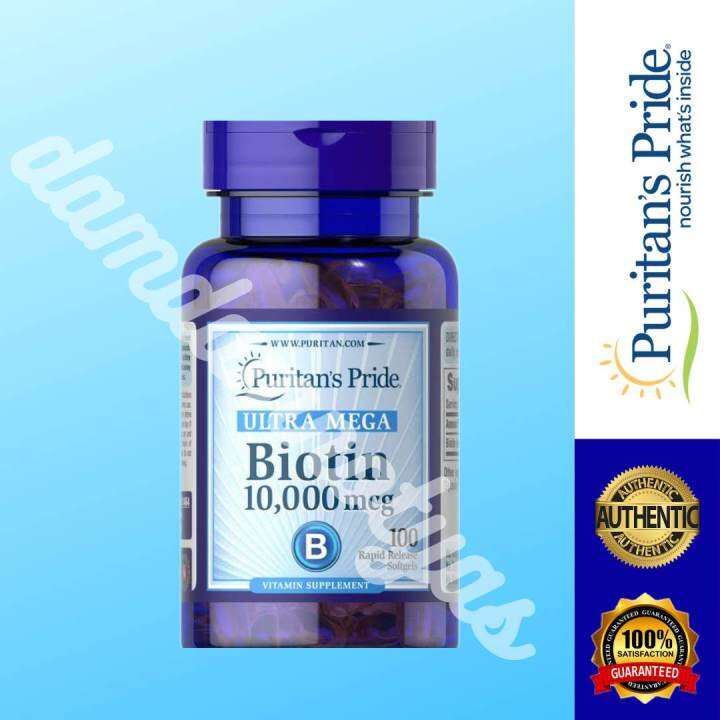 PURITAN'S PRIDE BIOTIN 10000 mcg 100 softgel capsules IMPORTED FROM USA ...