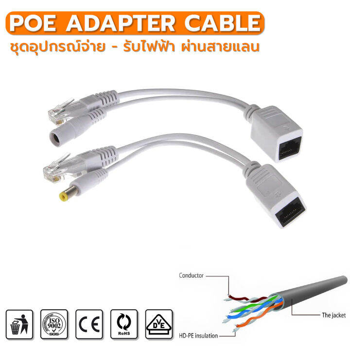 POE Adapter Cable ชุดอุปกรณ์จ่าย-รับไฟฟ้าผ่านสายแลน สำหรับกล้องวงจรปิด ...