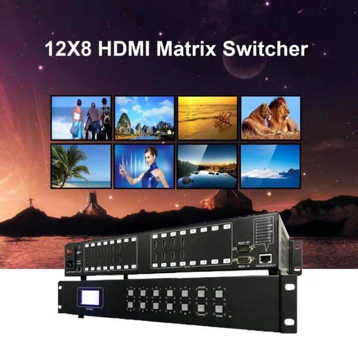 การตรวจสอบความปลอดภัยและจอแสดงผลเชิงพาณิชย์ HDMI Matrix 12x8 HD 12 in 8 ...