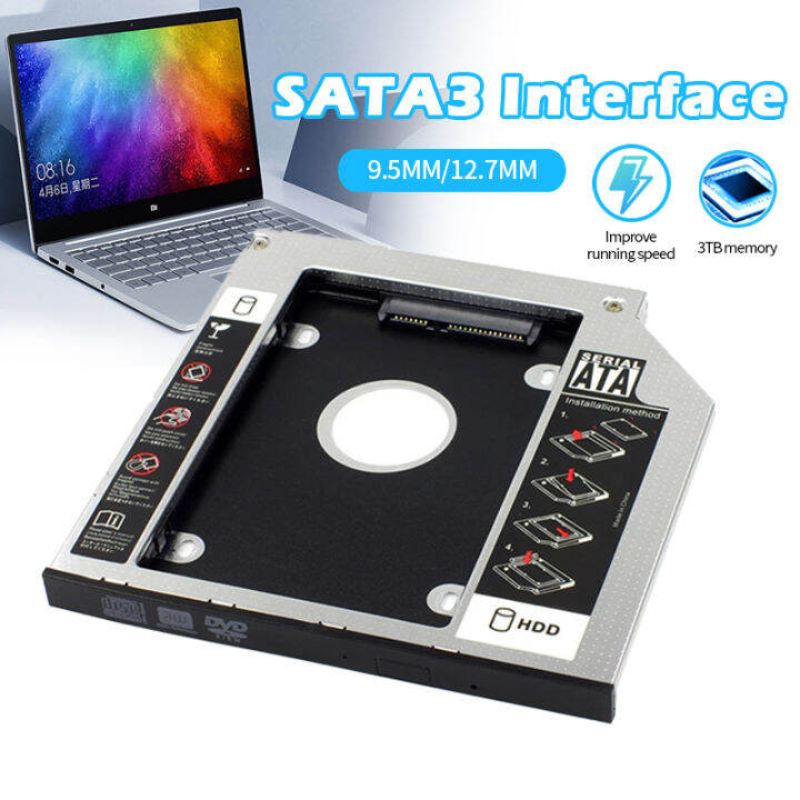 2nd HDD Caddy For Laptop 12.7&9.5mm SATA 3.0 SSD Case Hard Drive Bay ...