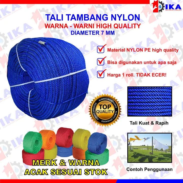 Tali Tambang 7 mm panjang Tali Tambang Nylon warna kuat bagus murah ...