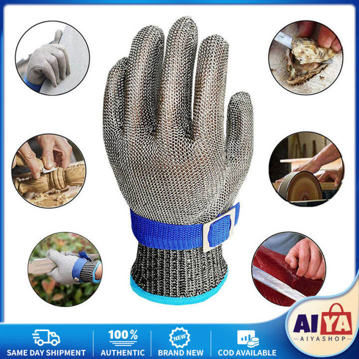 ★Same Day Shipping★ Anti-cut Gloves Safety Cut Proof Stab Resistant Stainless Steel Wire Metal ...