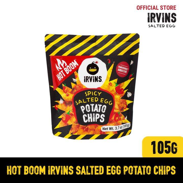 IRVINS Salted Egg Hot Boom Potato Chips 105g (Small)♦ | Lazada PH