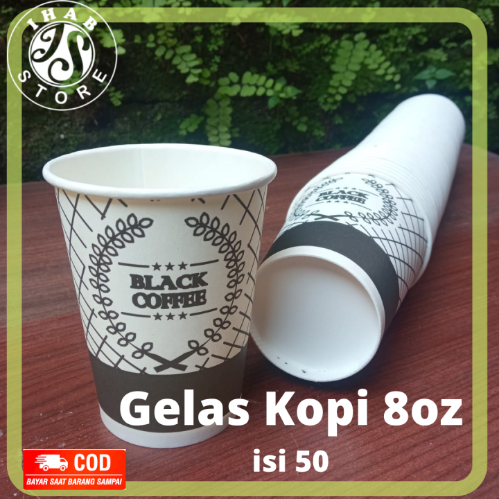 50pcs Paper Cup 8oz - 25Pcs Paper Cup 8oz - Gelas Kertas Kopi Tahan Panas 240ml - Cup Kopi ...