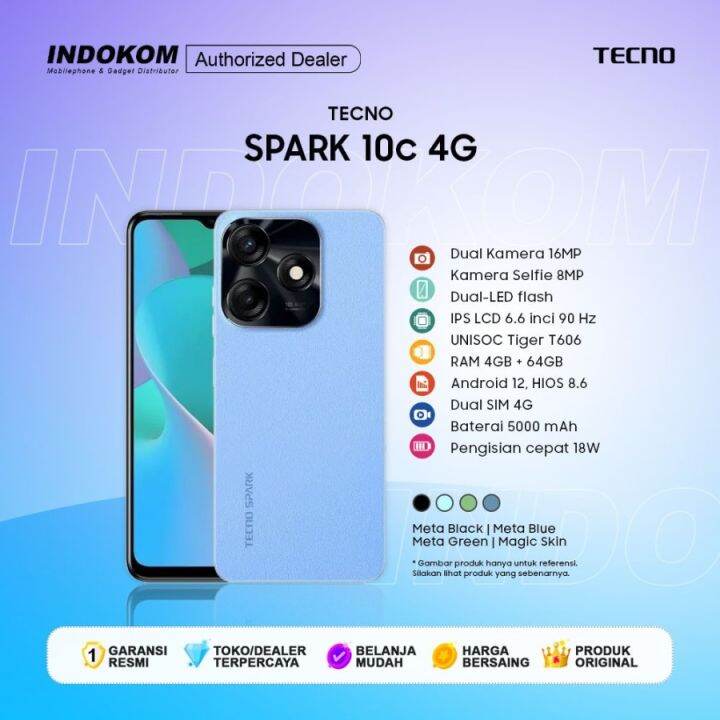 Tecno Spark 10C NFC RAM 4GB ROM 64/128GB - Garansi Resmi | Lazada Indonesia