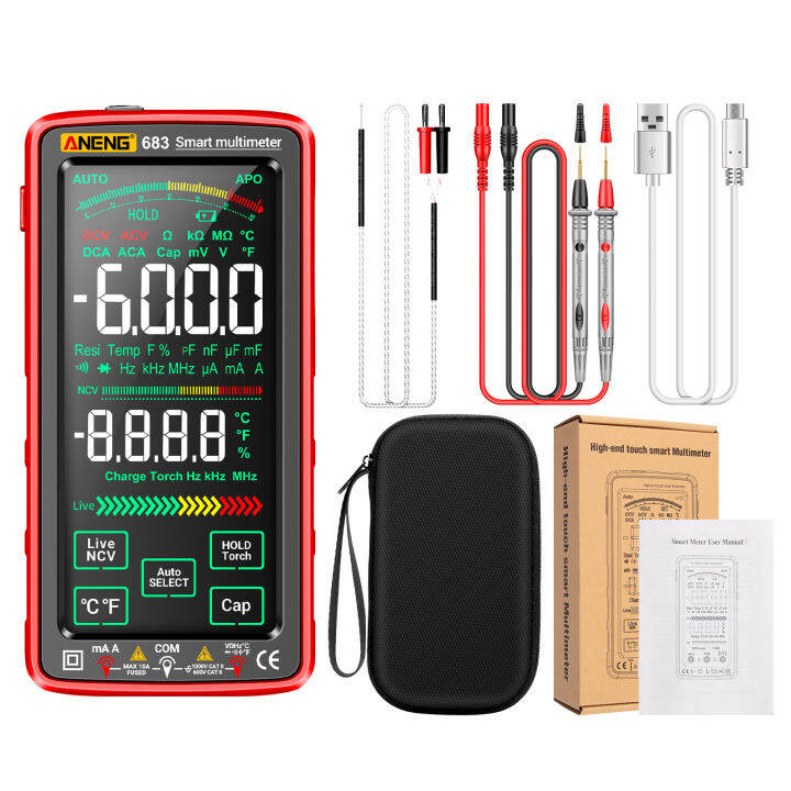 Smart Sensor 6000 Counts Large Touch Screen Digital Multimeter Smart ...