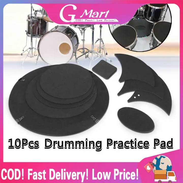 10pcs/set Drum Percussion Silencer Pad Rubber Foam Bass Snare Drum ...