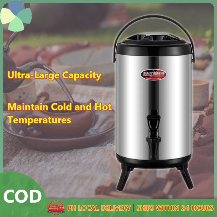 Milk Tea Bucket Milk Tea Barrel Water Jug Stainless Thermos Jug w/ Faucet 6L 8L 10L | Lazada PH