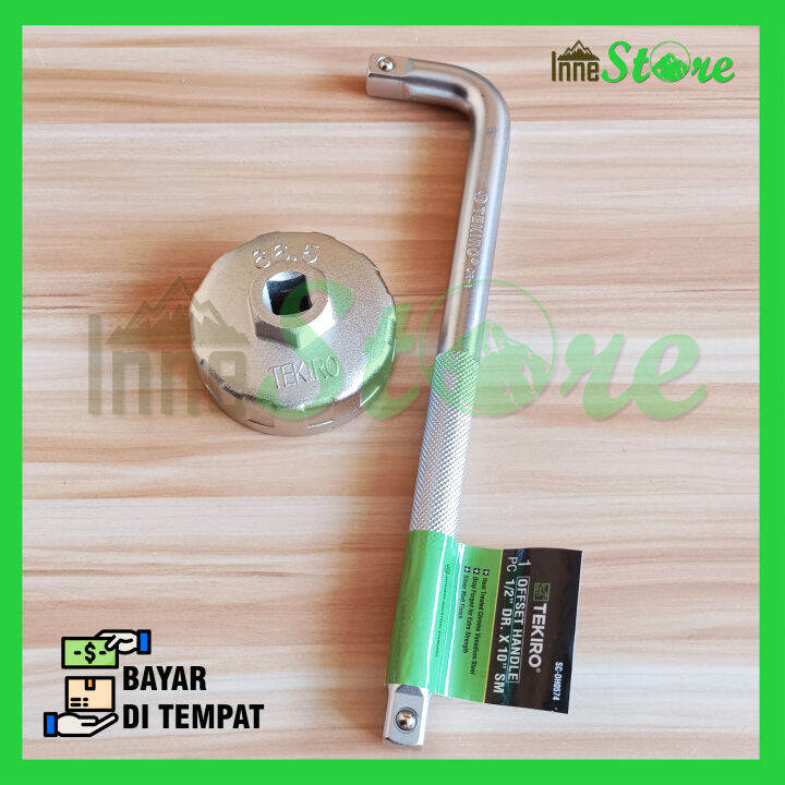 Paket Kunci Filter Oli Mangkok Tekiro 66.5mm + Gagang Sok L Tekiro 10 ...