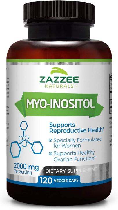 Zazzee Myo-Inositol 120 Veggie Capsules, 2000 mg per Serving, 100% Pure ...