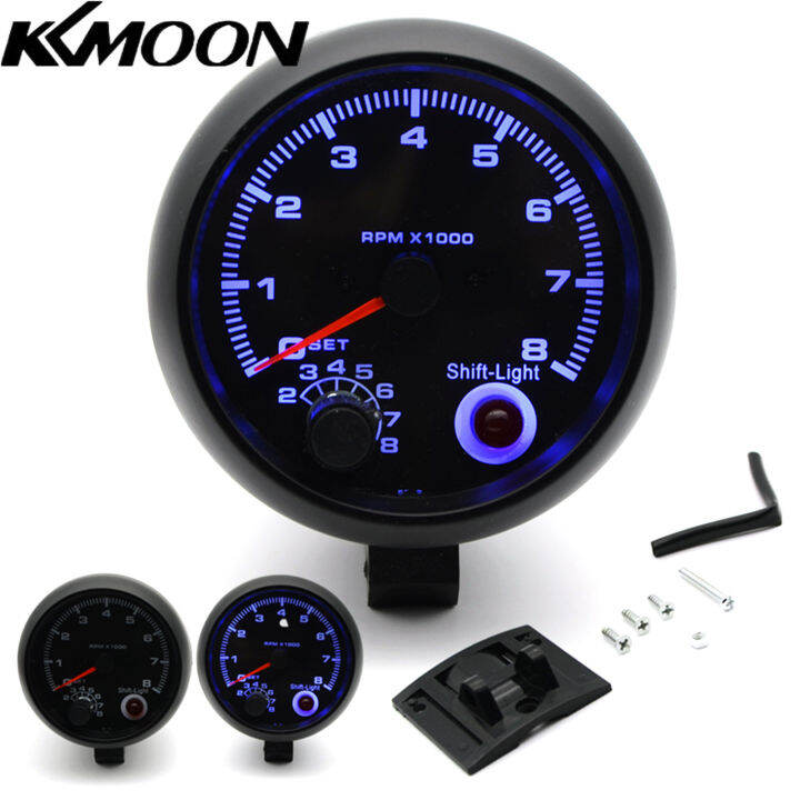 3.75'' Car Universal Black Tachometer Gauge Blue Inter Shift light 0 ...