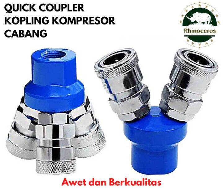 Quick Coupling Cabang Coupler Kopler Sambungan Kompresor 2 Way 3 Way ...