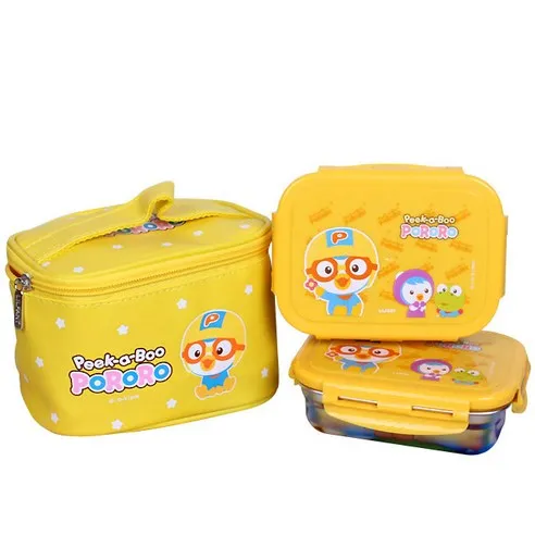 Pororo Peekaboo Double Lock Stainless Steel Bag Lunchbox Made in Korea ...