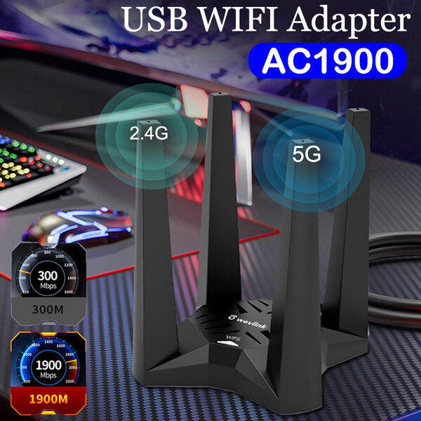 Wavlink AC1900 Wireless Dual Band USB3.0 Adapter for PC, 1900Mbps WiFi Adapter with 2.4G/600Mbps ...