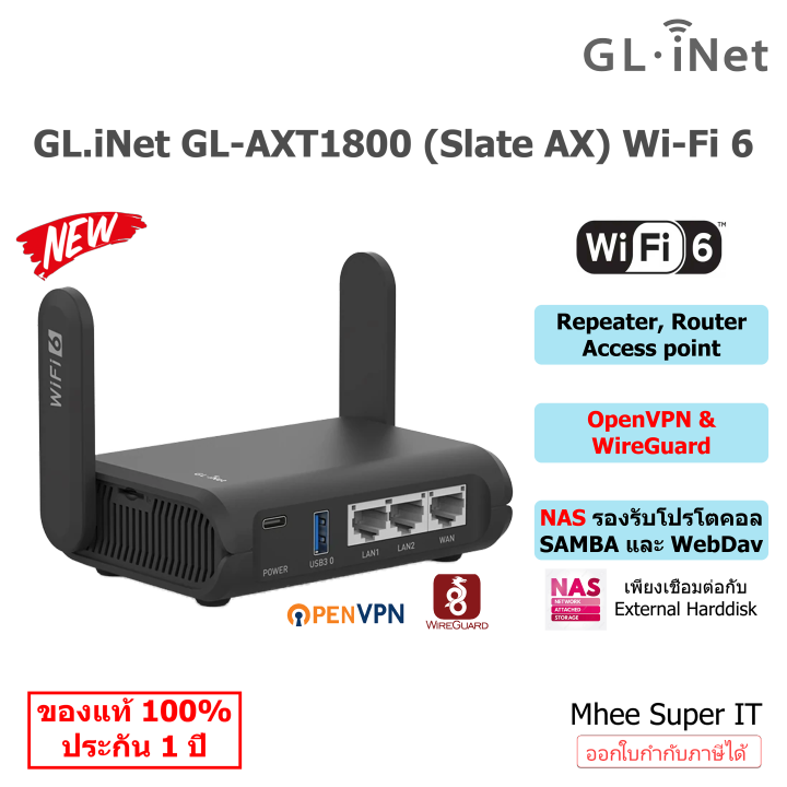 GL.iNet GL-AXT1800 (Slate AX) Router / Extender / Repeater Wi-Fi 6 ...